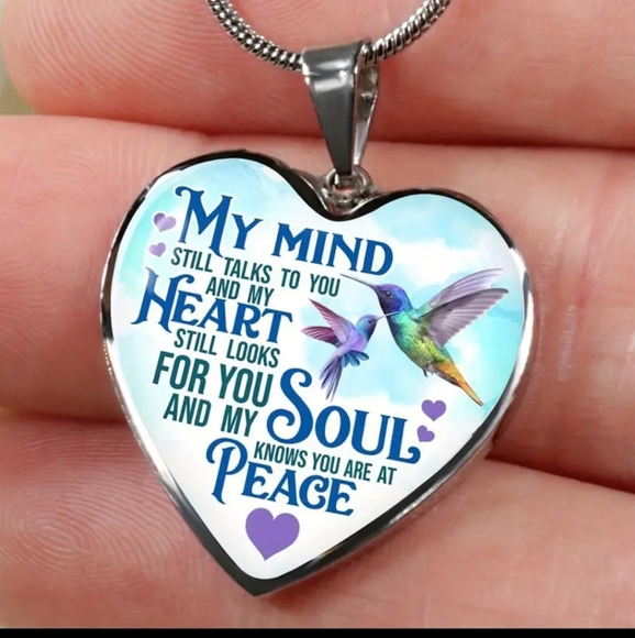 Jewelry | Hummingbird Memorial Heart Necklace | Poshmark